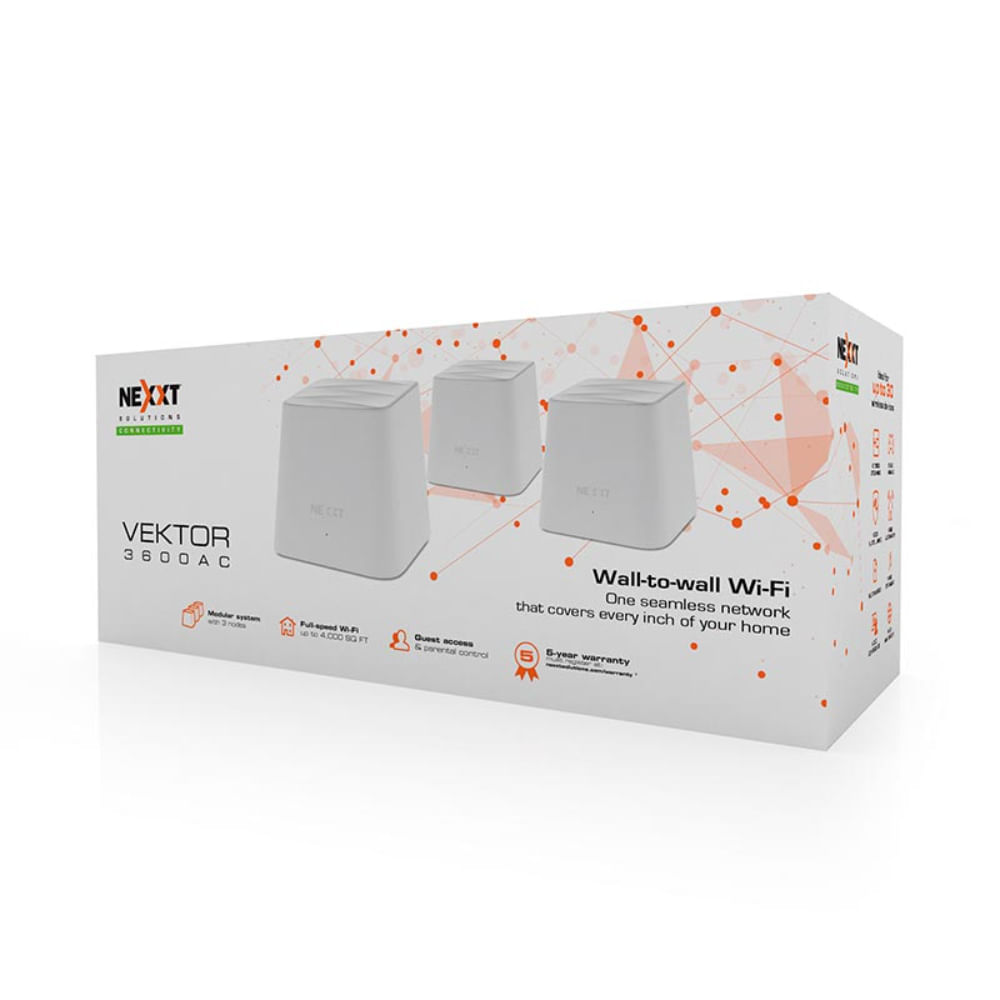 Nexxt Triple Repetidor Mesh Dual Band 24/5Ghz 1200Mbps 3